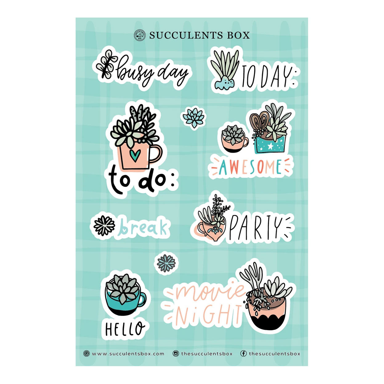 Succulent Planner Sticker - Decorative Scrapbook Stickers - Succulents Box